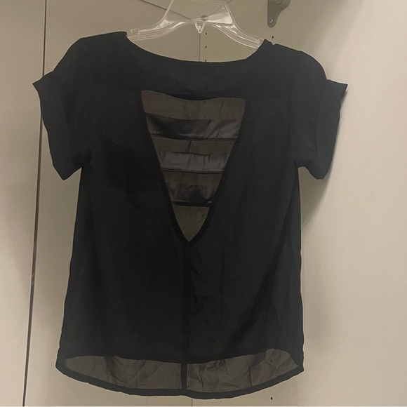 Material Girl | Tops | Material Girl Sheer Black Shirt With Sexy Back ...
